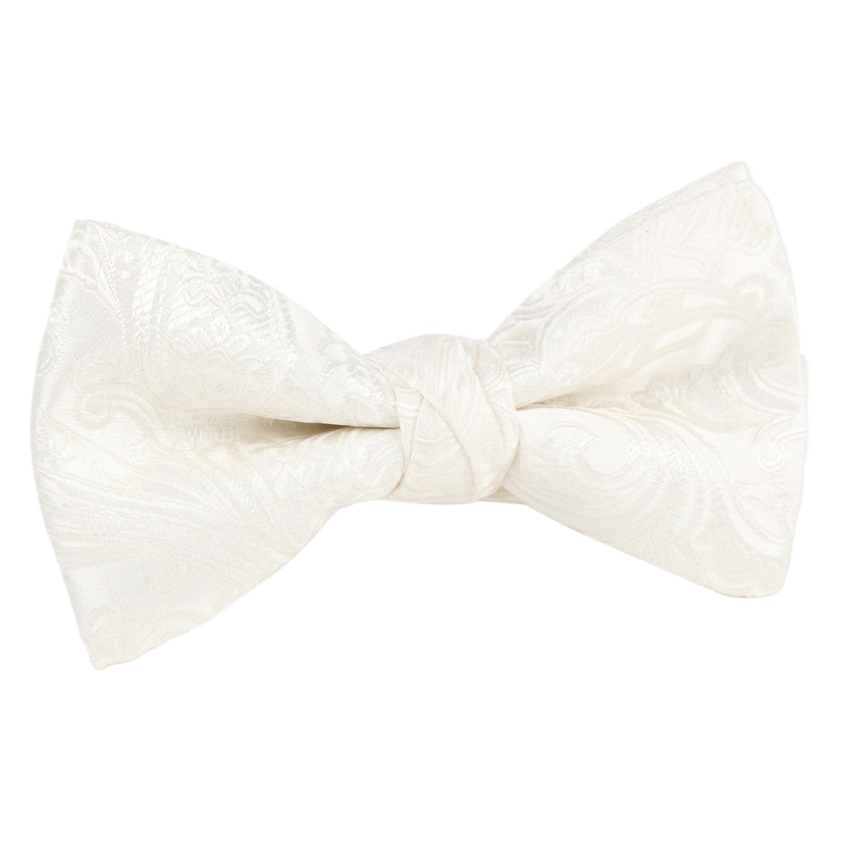Off White Luxury Pure Silk Paisley Weave Single Dimple Silk Bow Tie ...